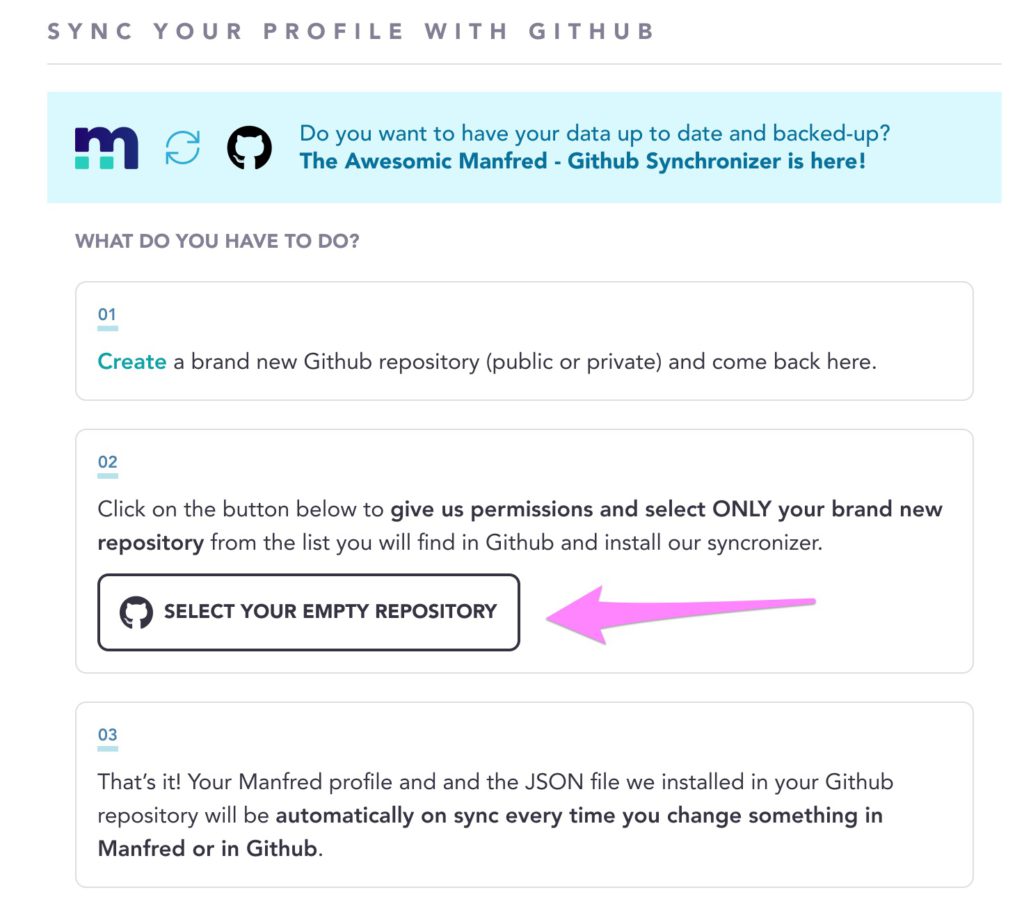 Sincronización de Github y Manfred